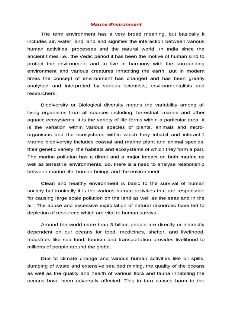 Marine Environment and Pollution Control in India | PDF | Dead Zone ...