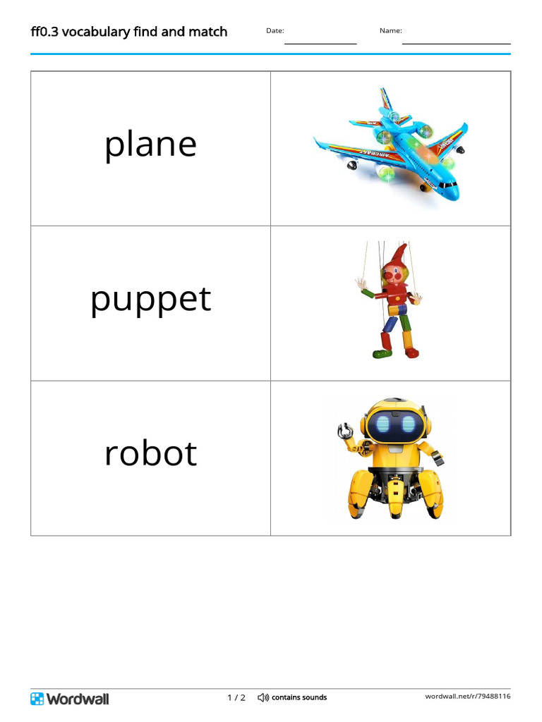 Ff03 Vocabulary Find and Match Flash Cards | PDF