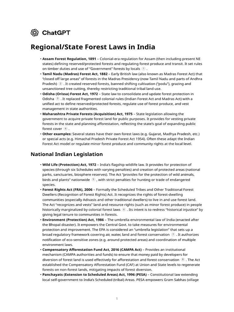 Regional State Forest Laws In India Pdf Kyoto Protocol Forest