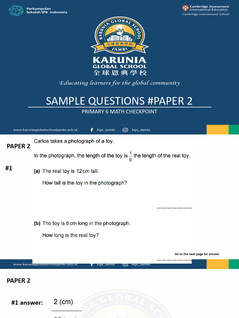 Primary Checkpoint Questions Practice #Paper 2 | PDF