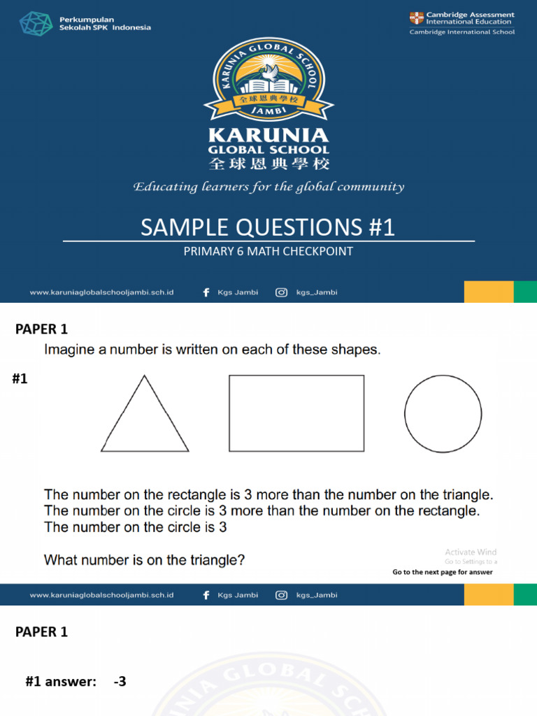 Primary 6 Math Checkpoint Questions | PDF