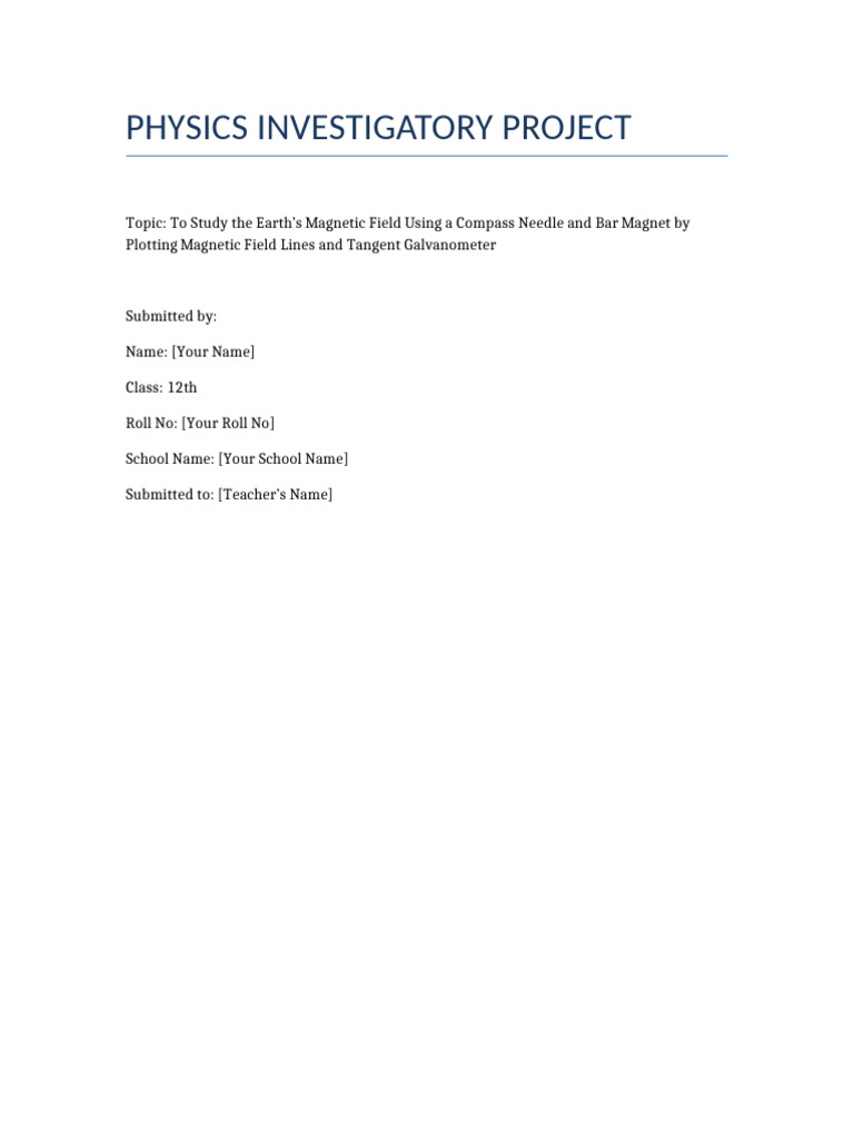 Investigating Earth's Magnetic Field with Compass | PDF | Compass ...