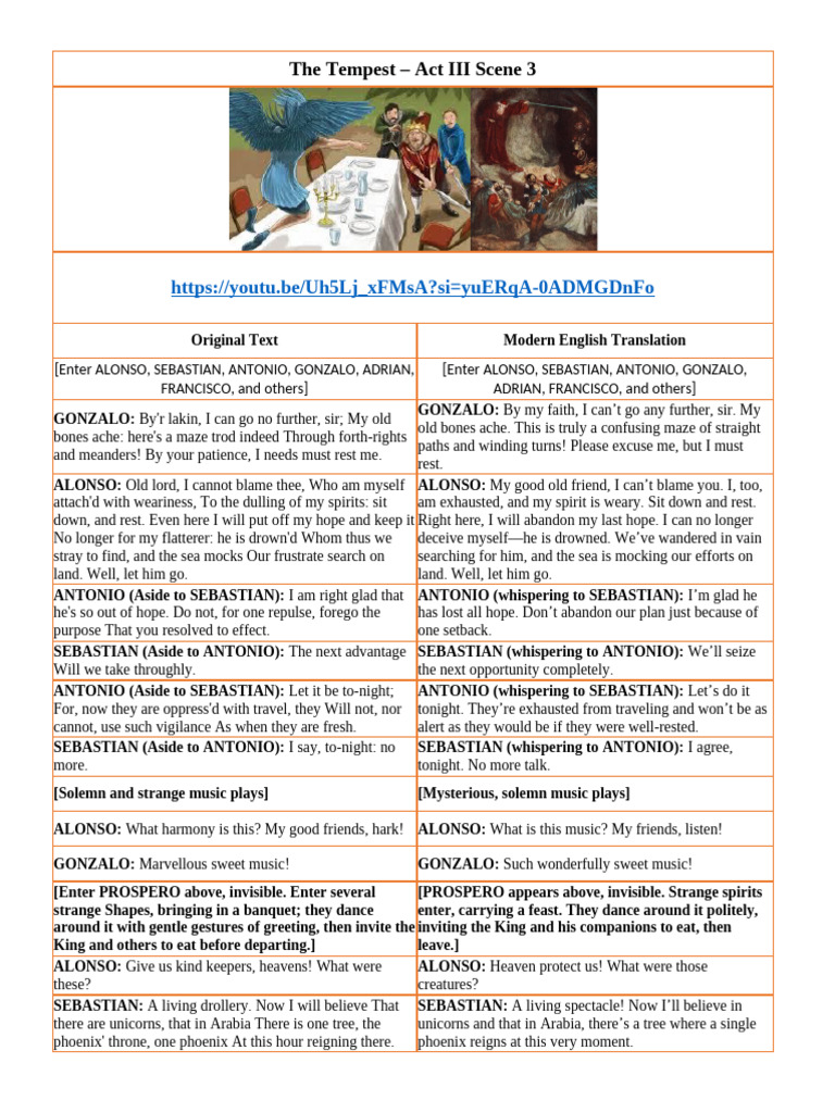 The Tempest - ACT III SC 3 | PDF