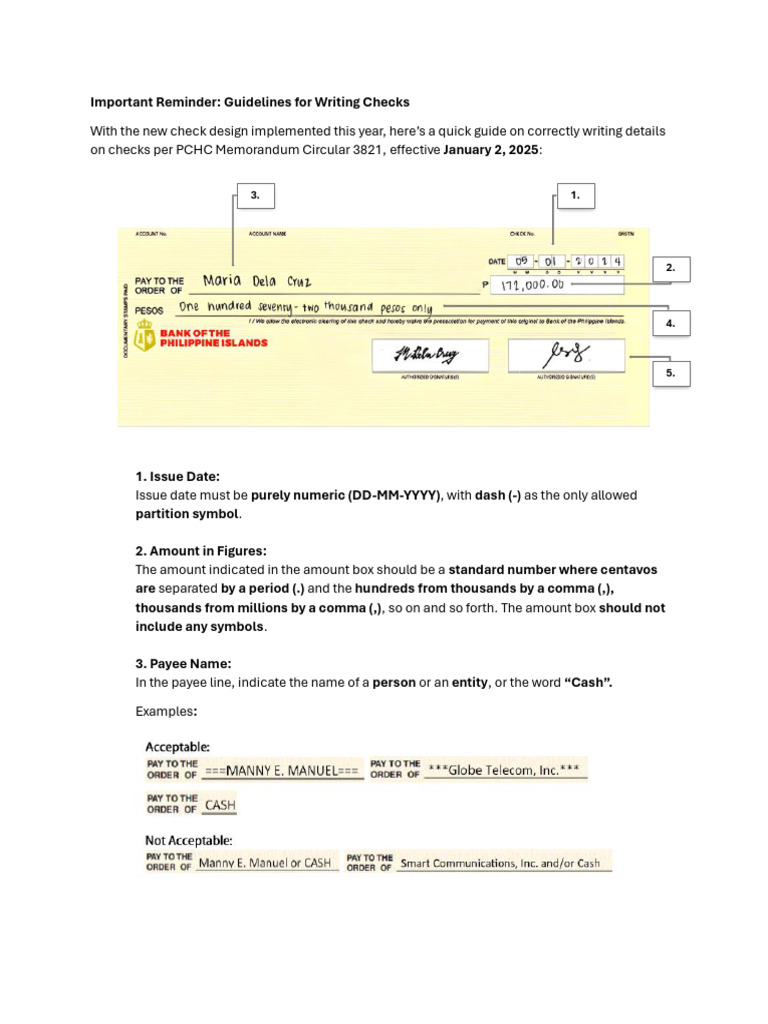 M.C. 3821 - Important Reminder On Writing Checks | PDF