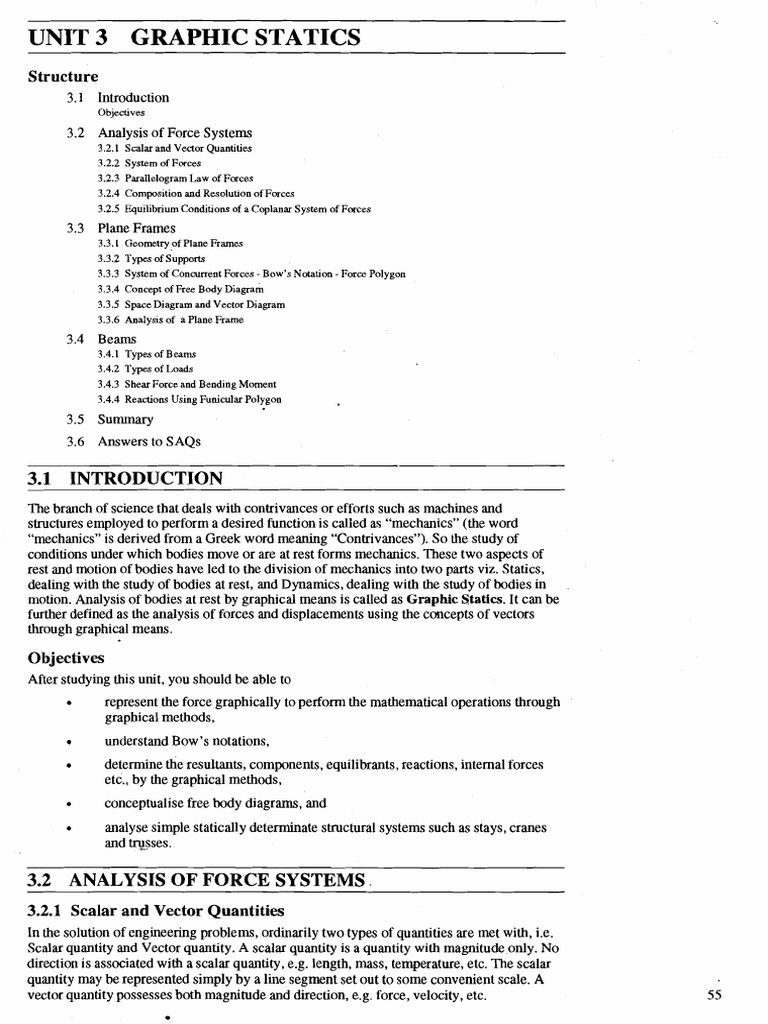 Unit-3 Graphic Statics | PDF | Truss | Bending