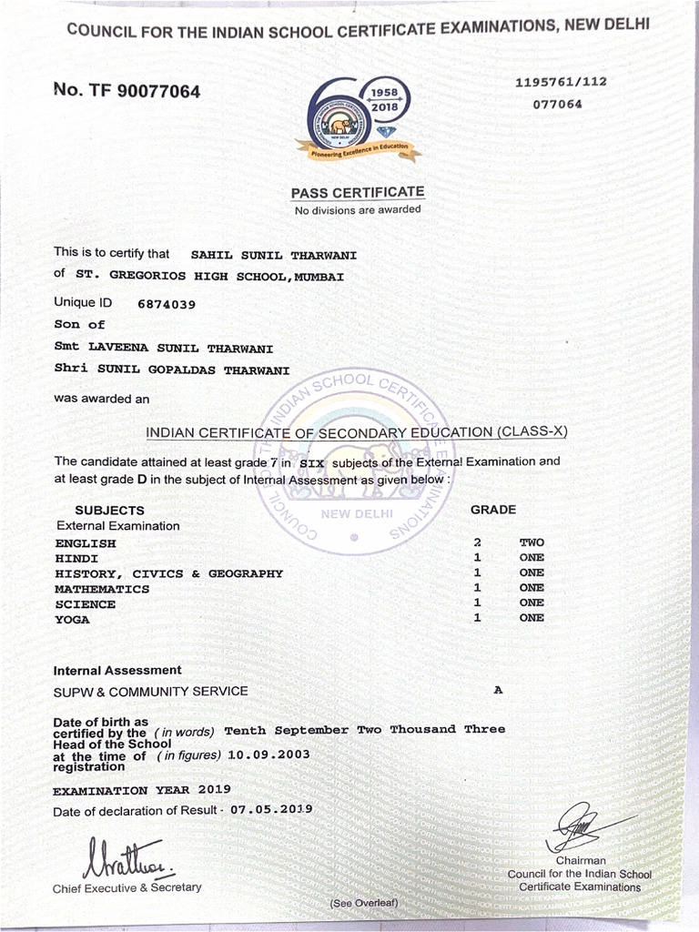 10th STD Certificate | PDF