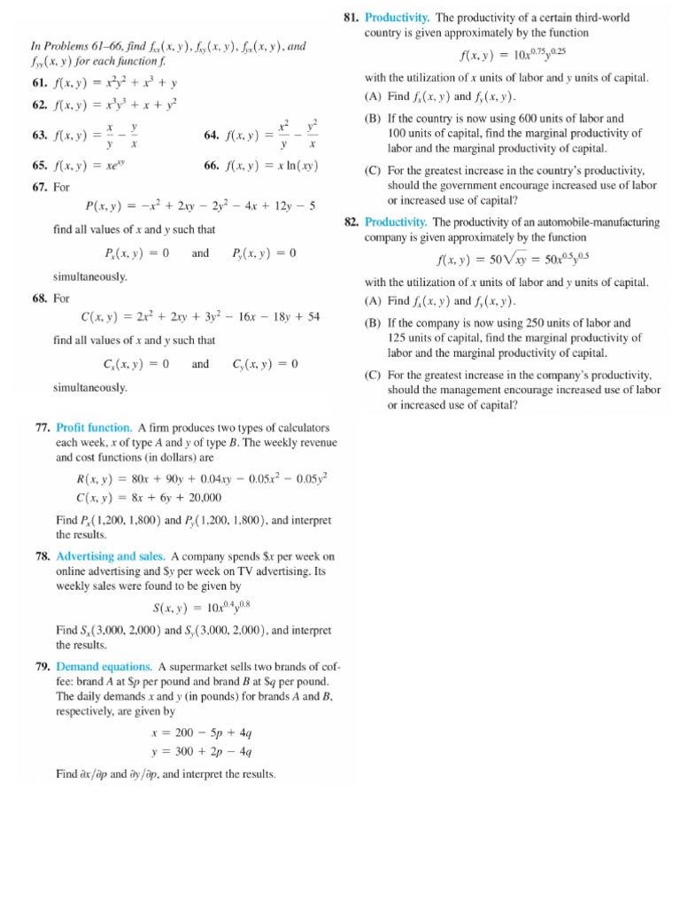 Partial Derivatives Practice | PDF
