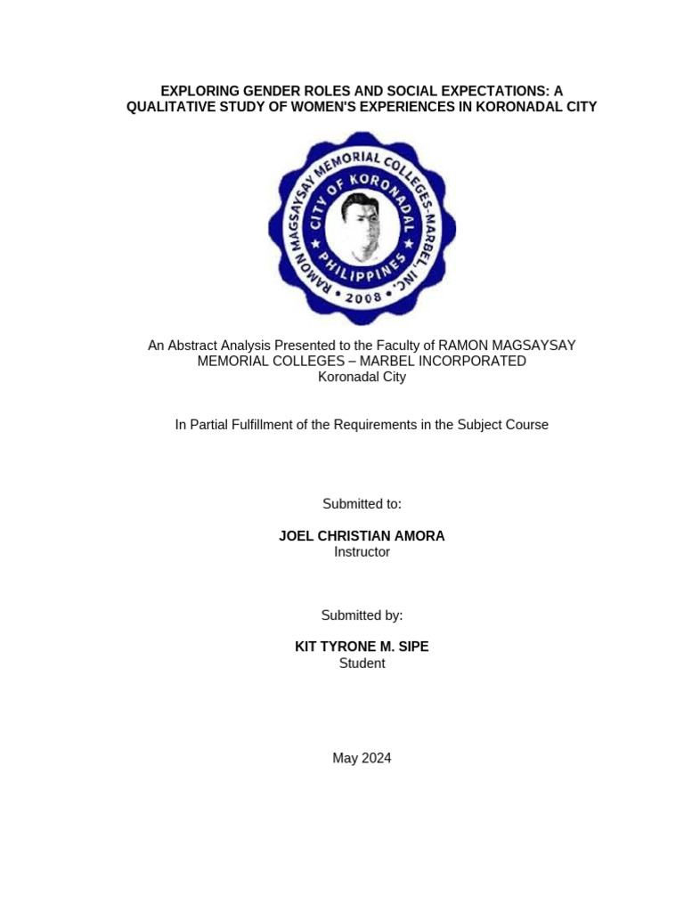 Sipe - Kit - Tyrone - Research Manuscript | PDF | Gender Role | Gender