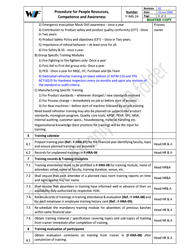 P-IMS-24 Procedure For People Resources, Competence and Awareness R02 ...