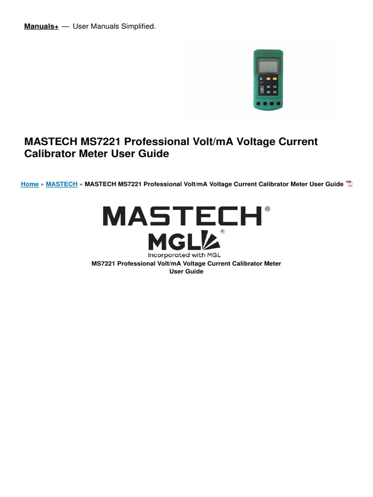 Ms7221 Professional Voltma Voltage Current Calibrator Meter Manual | PDF | Power Supply | Voltage