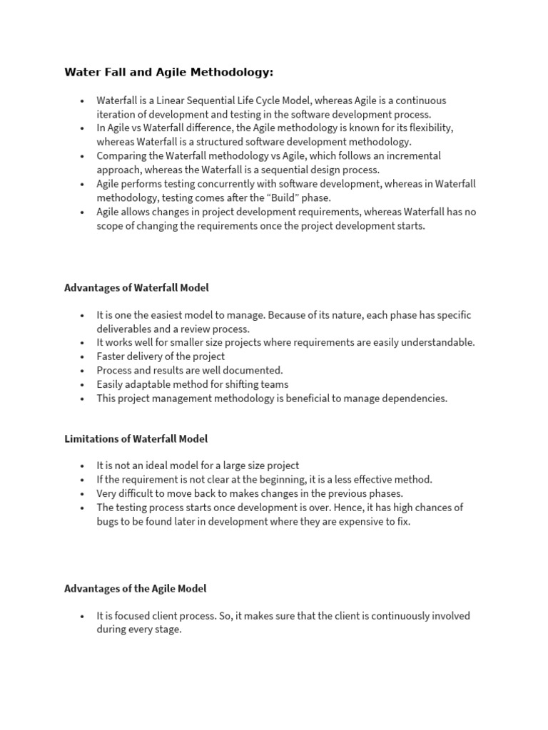 Water Fall and Agile Methodology | PDF | Software Development Process | Agile Software Development