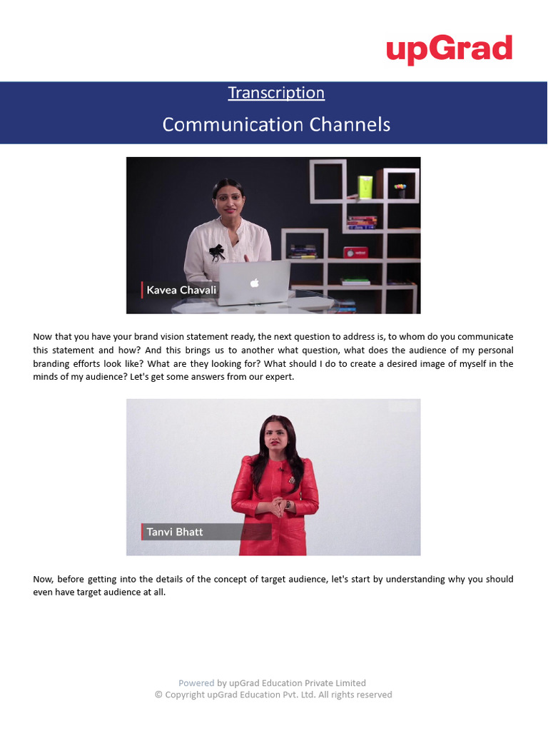 Communication+Channels+ +transcription | PDF | Target Audience | Brand