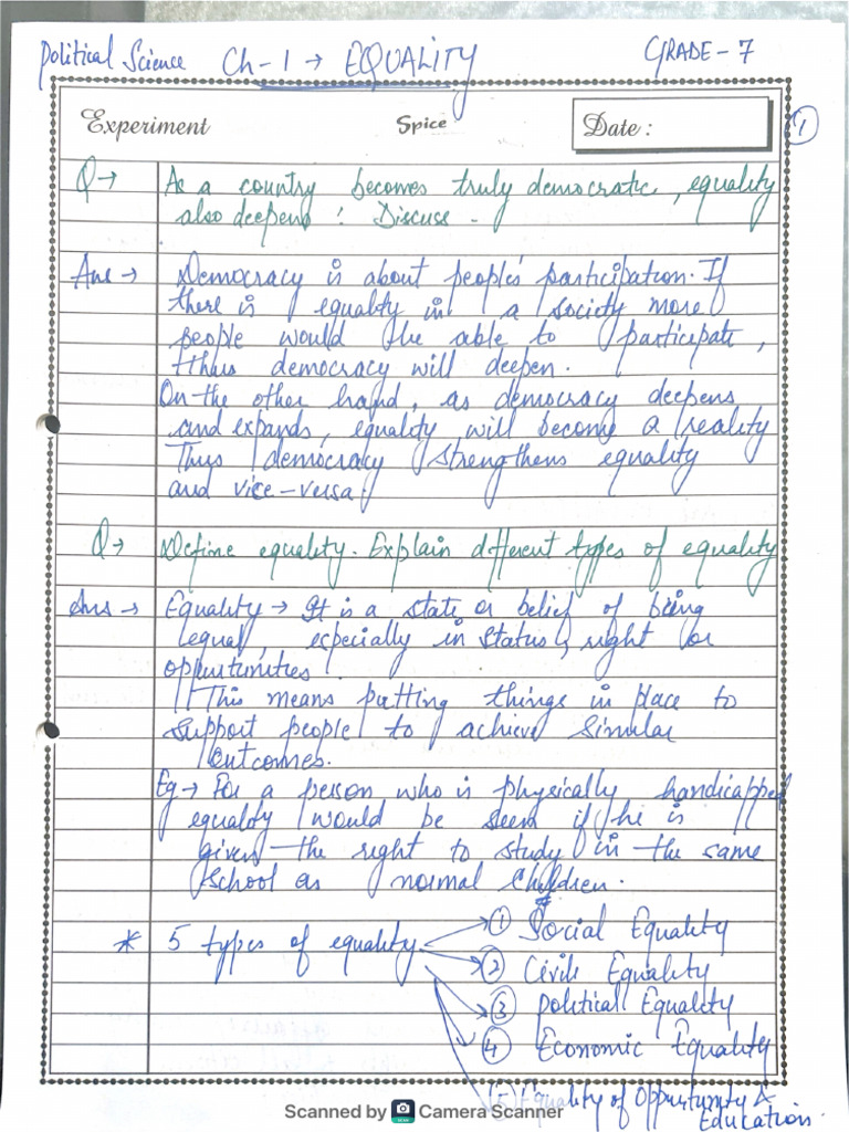 Political Science CH 1 Equality Notes | PDF