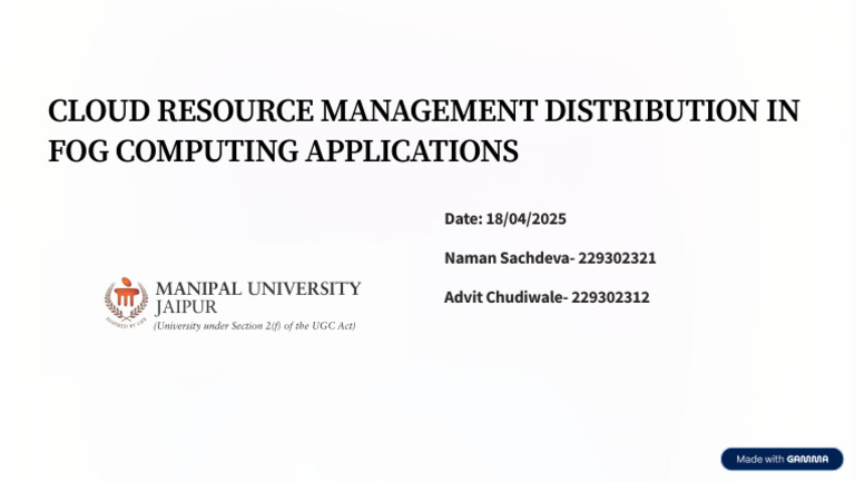 Cloud Resource Management Distribution in Fog Computing Applications | PDF