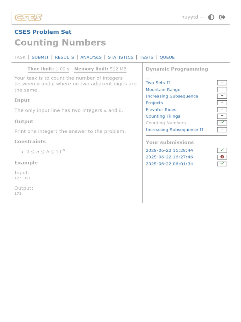 CSES - Counting Numbers | PDF