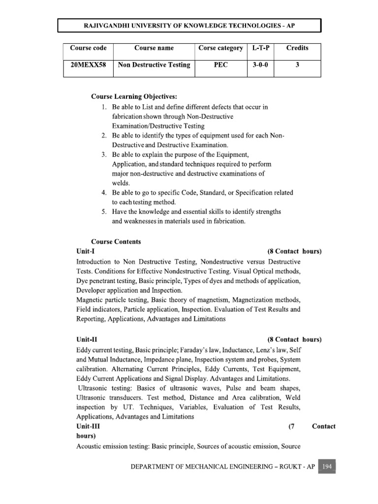 Non Destructive Testing | PDF