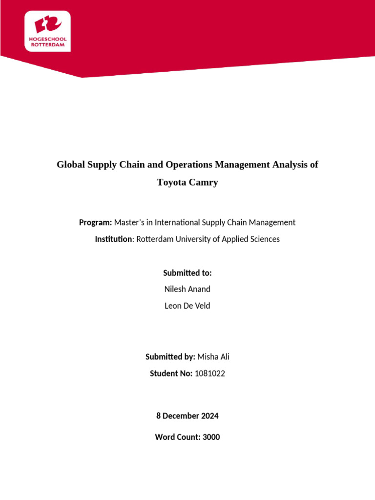 Toyota Camry Supply Chain Analysis | PDF | Supply Chain | Toyota