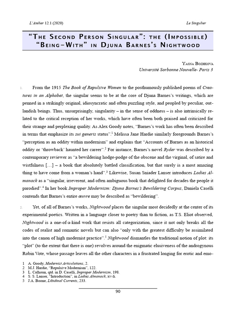 2020-The (Impossible) Being-With in Djuna Barnes's Nightwood | PDF ...