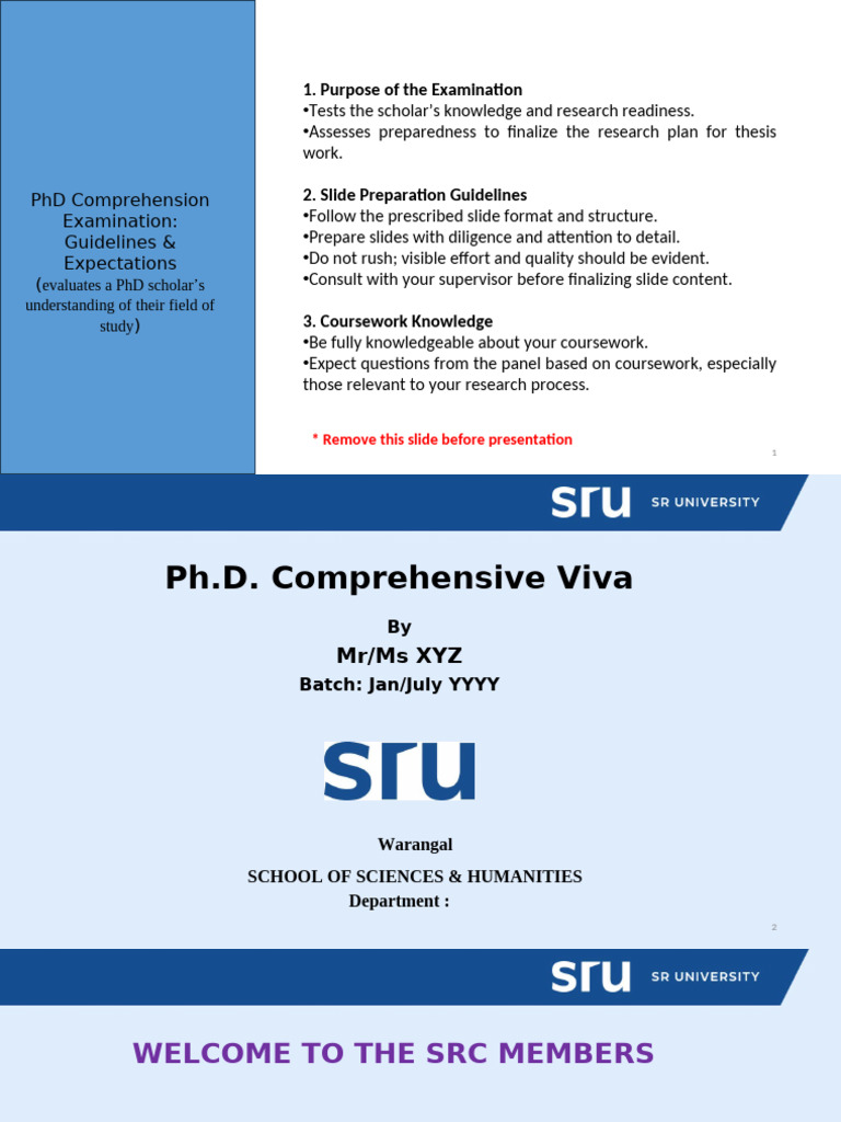 PHD Comprehensive Viva PPT Template | PDF | Doctor Of Philosophy | Thesis