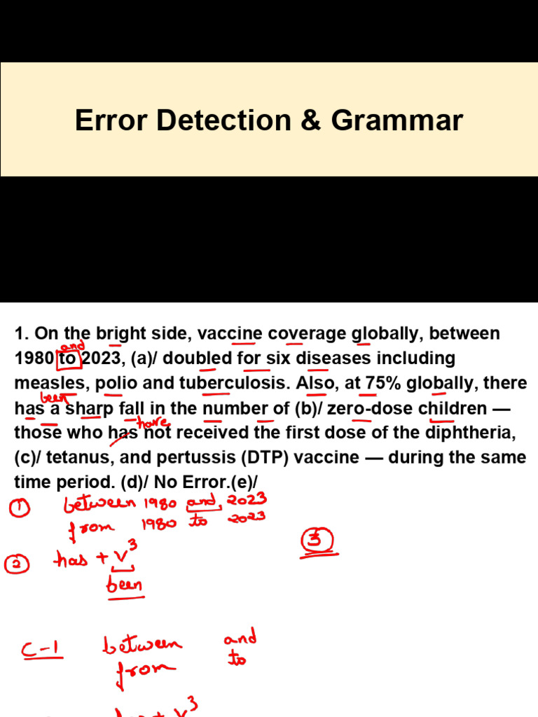 Error Detection & Grammar | PDF | Immunology | Pediatrics
