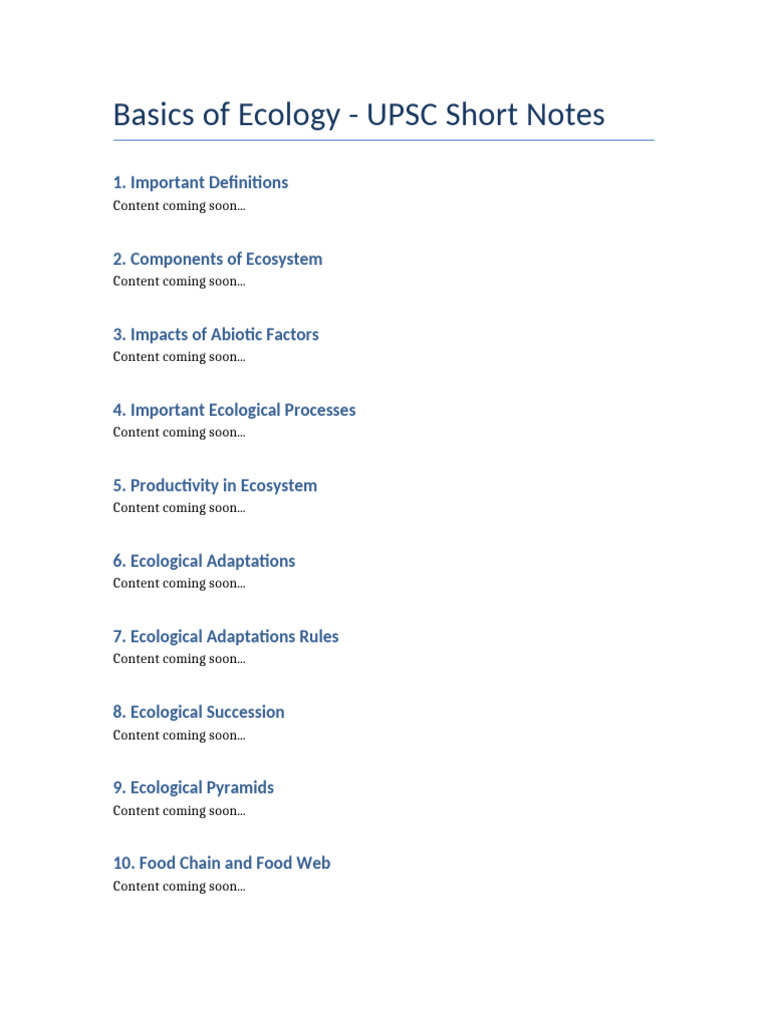 Basics of Ecology UPSC Notes | PDF