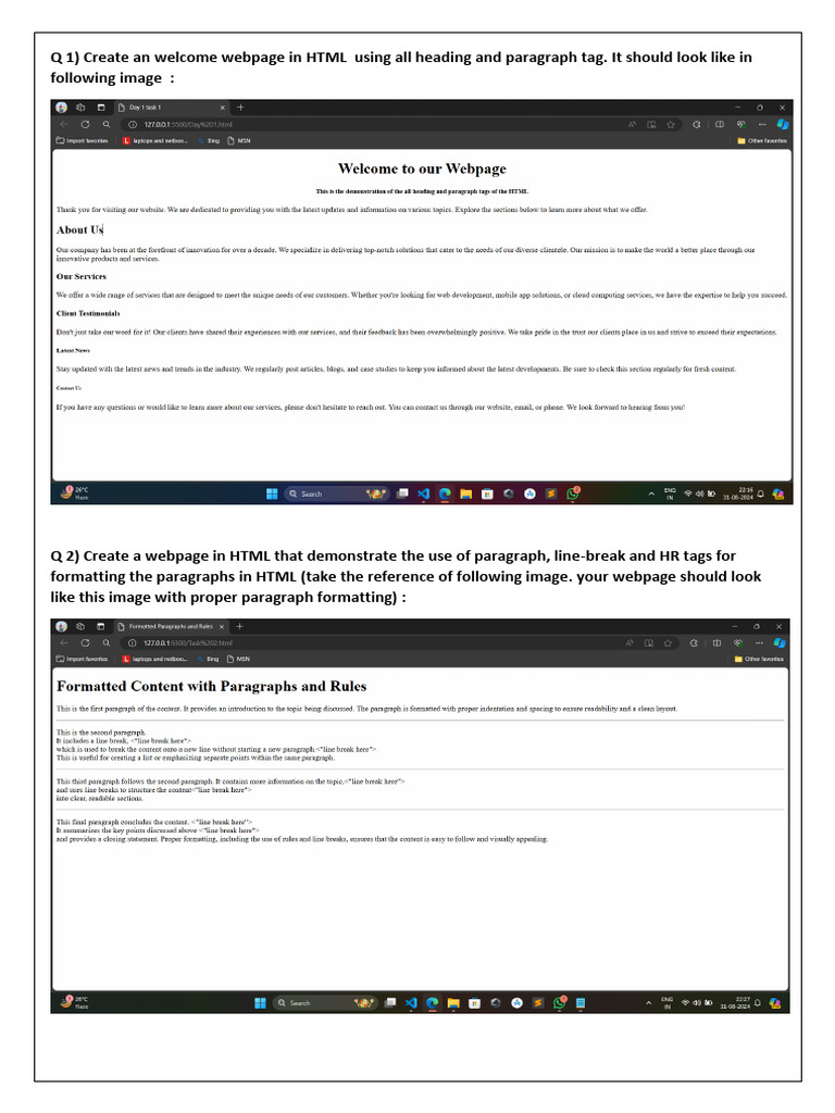 HTML Task Day 1 | PDF