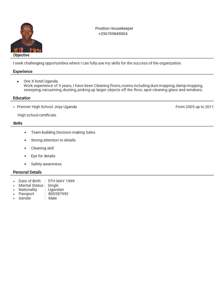 Kalwanyi Herbert CV | PDF