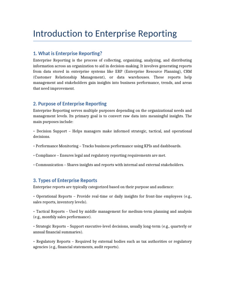 Enterprise Reporting | PDF | Enterprise Resource Planning | Business ...