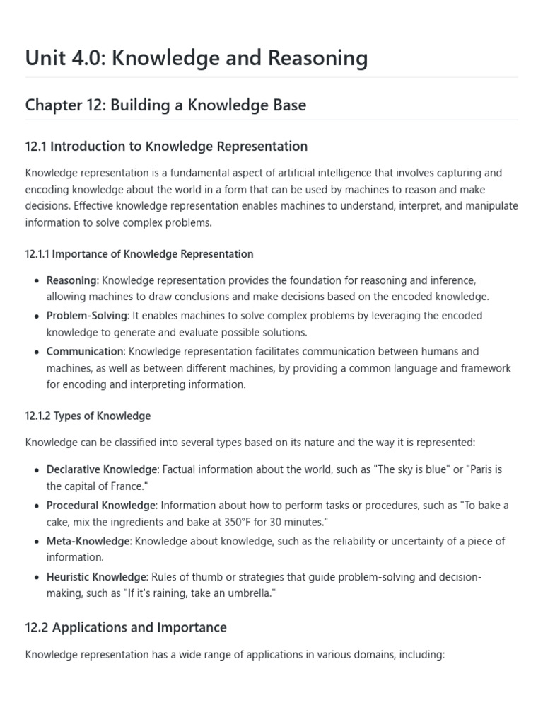 AI - Unit 4.0 - Knowledge and Reasoning | PDF | Bayesian Network | First Order Logic