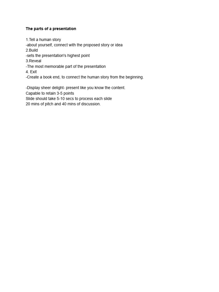 The Parts of A Presentation | PDF