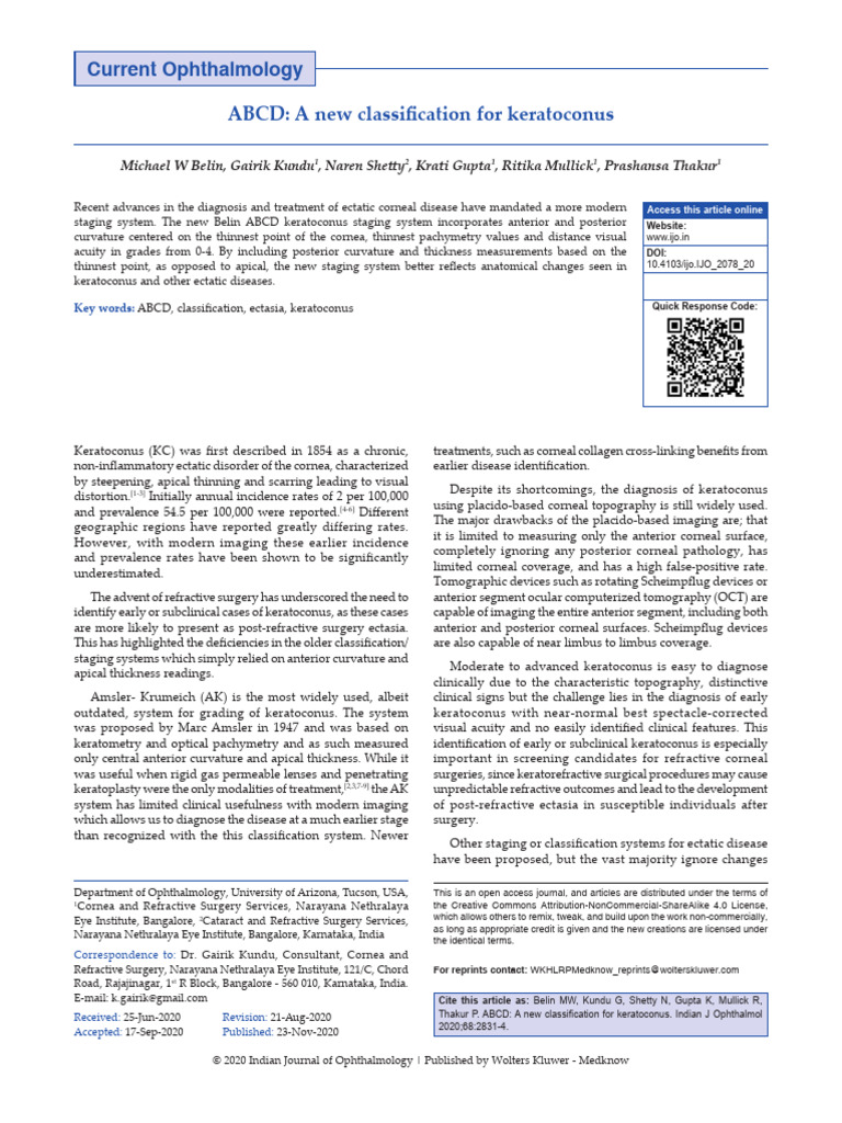 Belin ABCD Staging for Keratoconus | PDF | Cornea | Ophthalmology