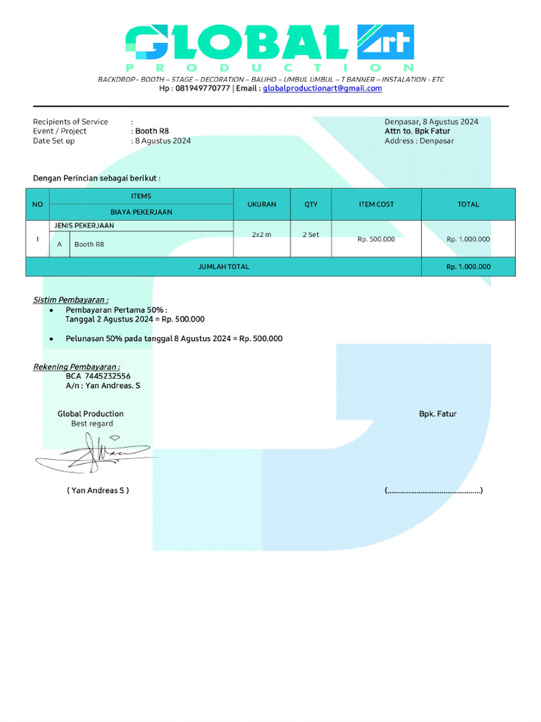 Invoice Booth r8 | PDF