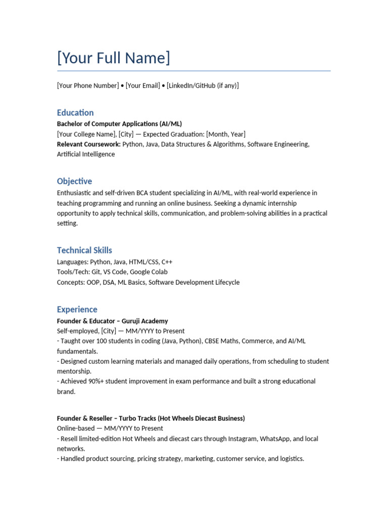 Internship CV | PDF