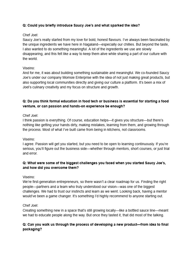 Eastern Mirror Interview | PDF | Chef