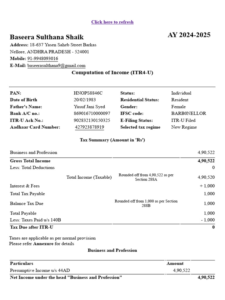 Itr 2024-25 With Ack | PDF | Taxes | Income