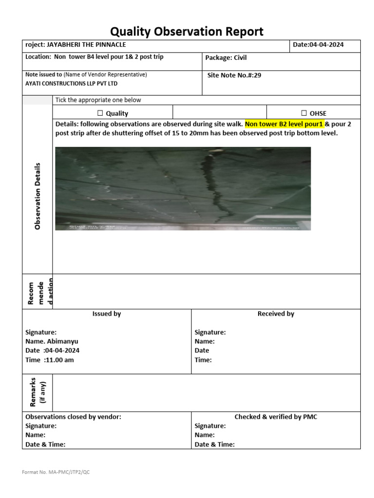 Quality Site Observation-29 (2688) | PDF