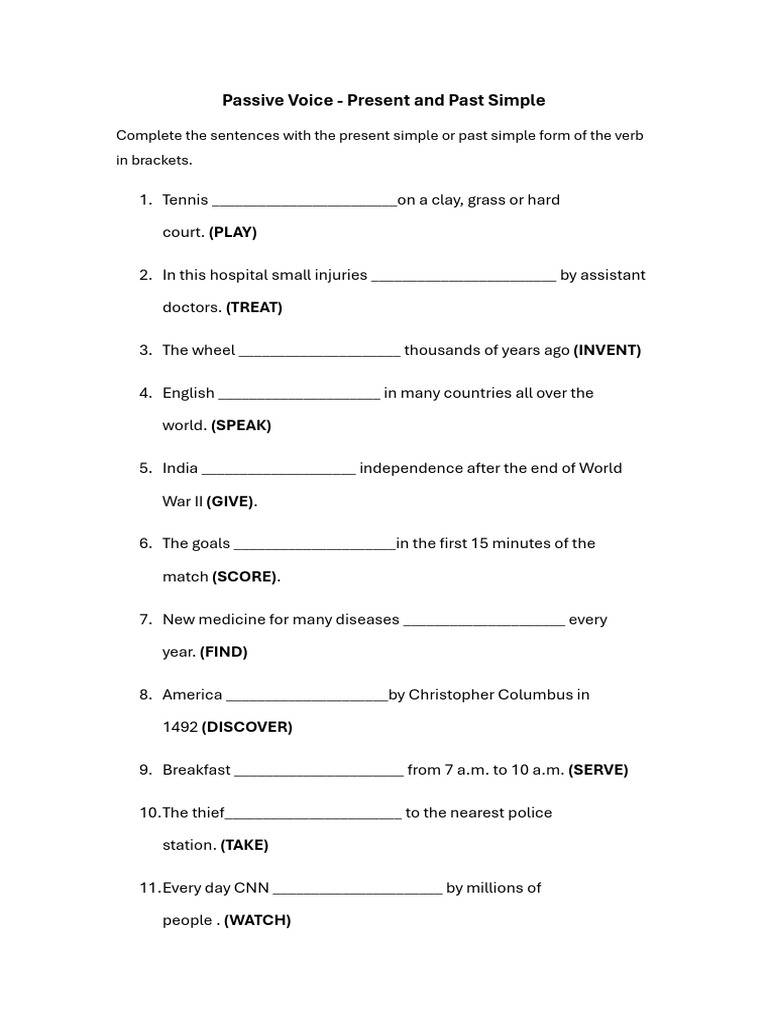 Passive Voice Exercises: Present & Past | PDF