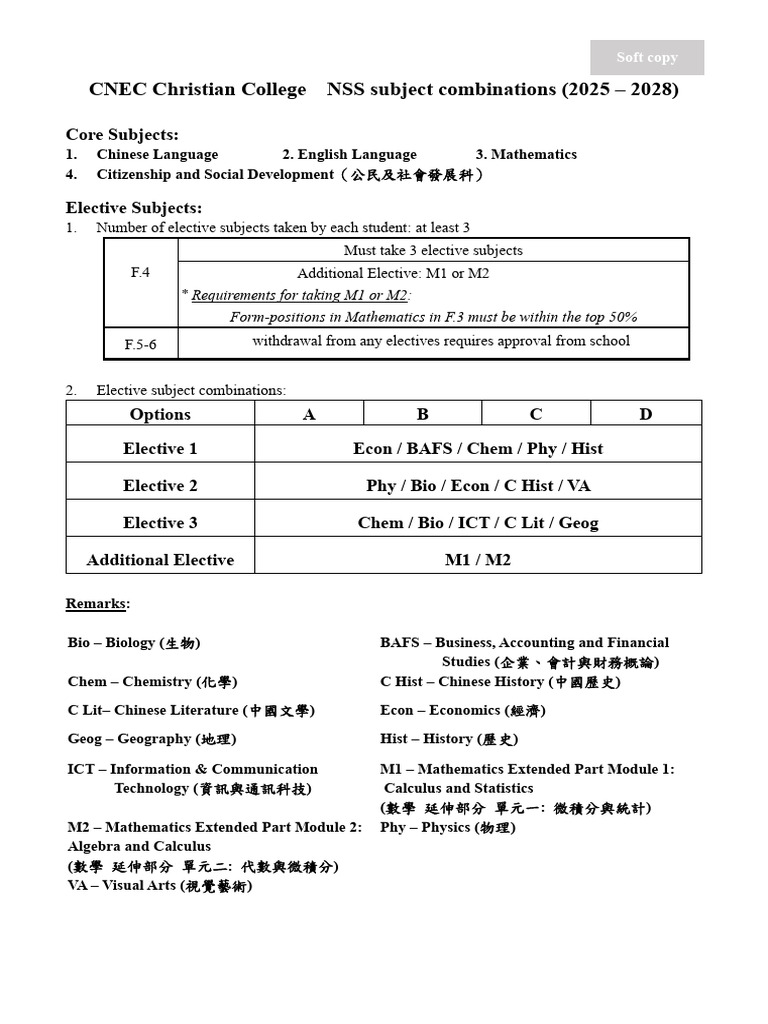 2025 F.3 Student Subject Choice Form Soft Copy | PDF | Science