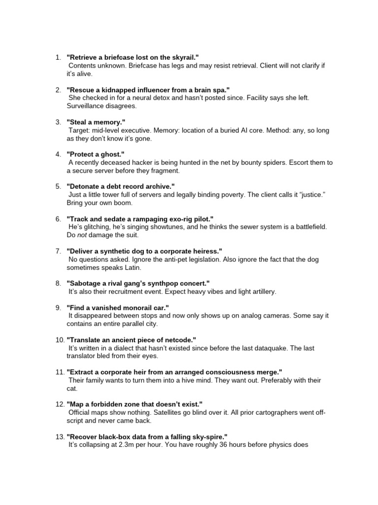 d20 Cyberpunk Missions For TTRPGs | PDF