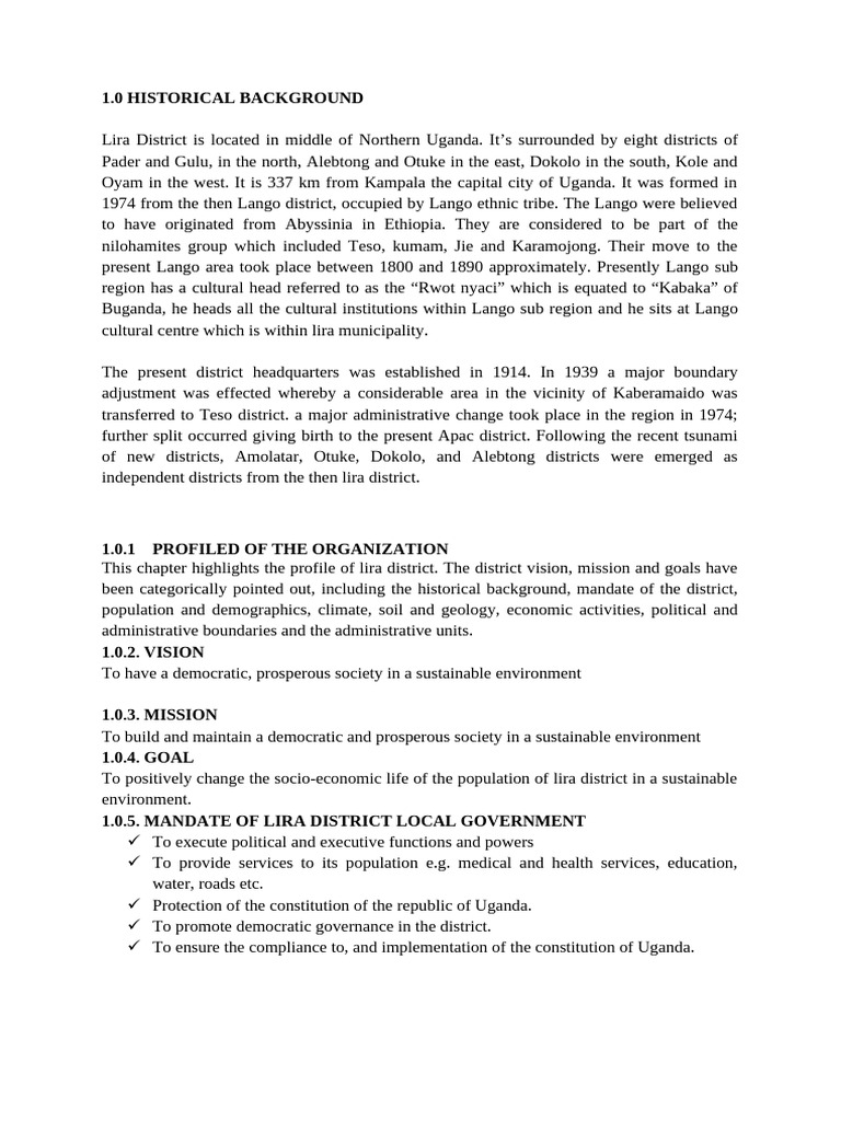 Lira District Background | PDF