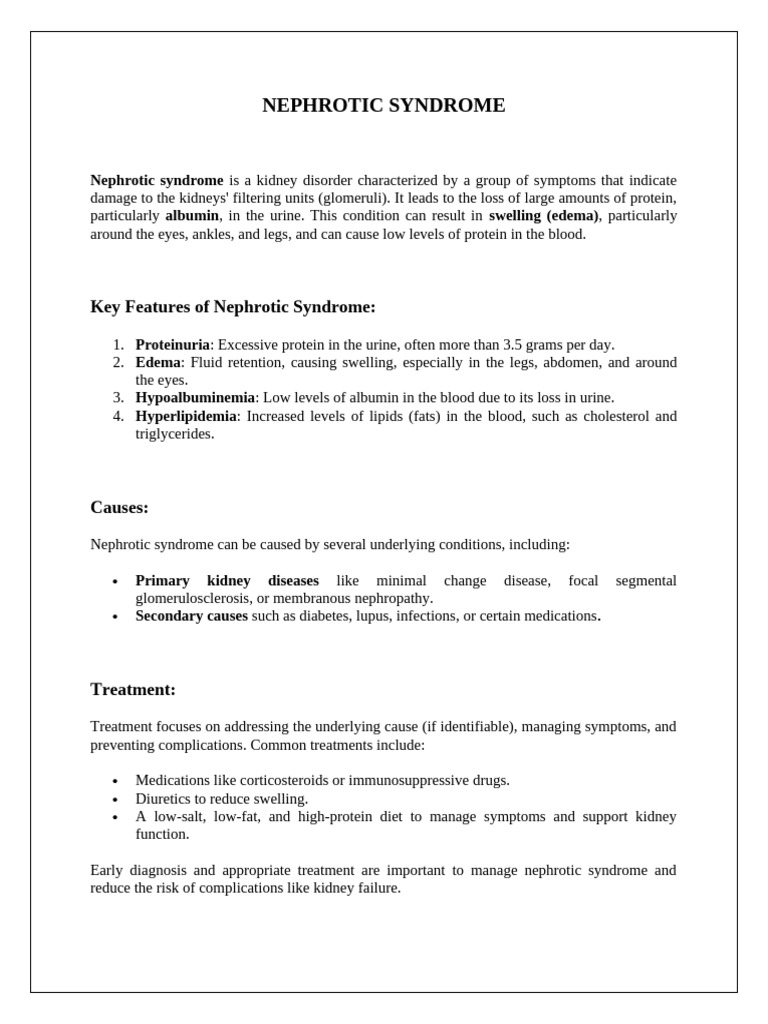 Nephrotic Syndrome Diet Plan | PDF | Edema | Medical Specialties