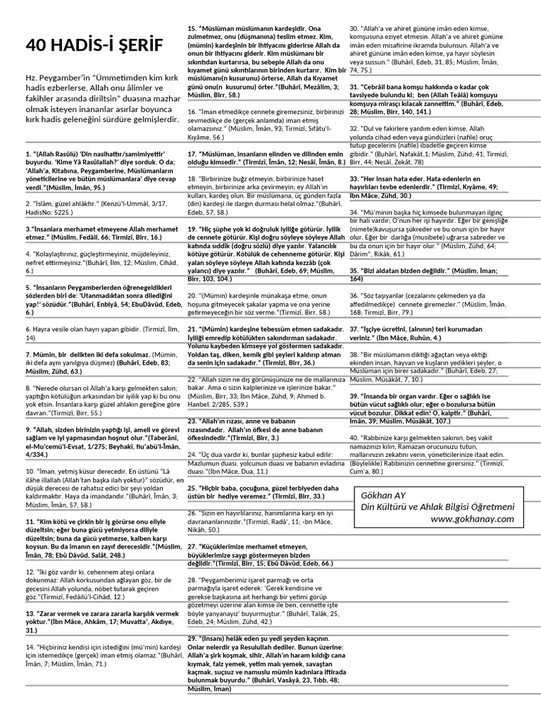 40 Hadisi Serif | PDF