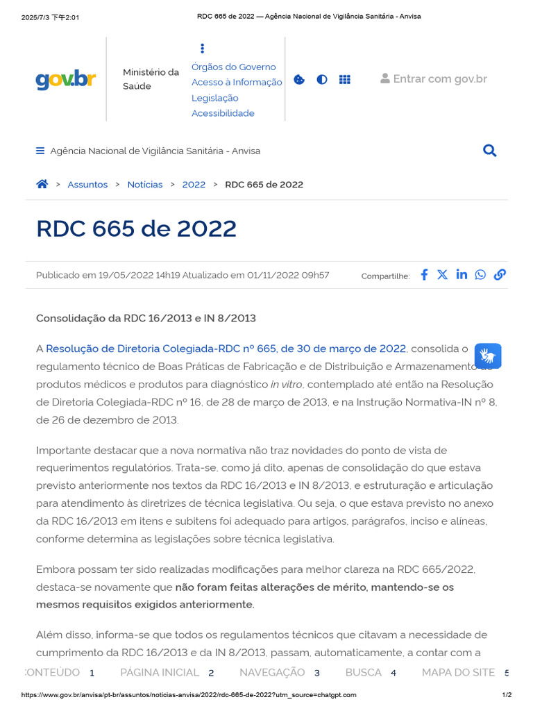RDC 665/2022: Boas Práticas de Fabricação | PDF