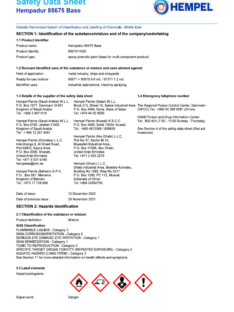 Saftey Data Sheet | PDF