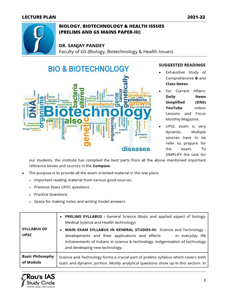 Biology by Sanjay Pandey Sir - NCERT Lecture Plan 2021 - 2022 | PDF ...