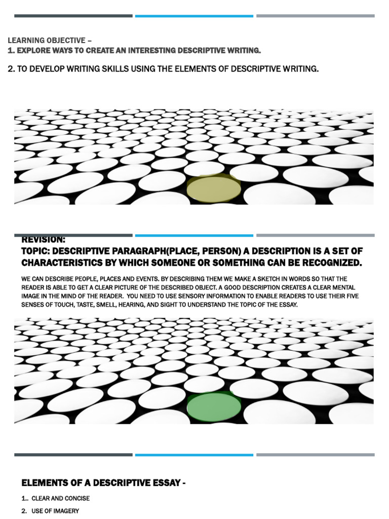 Descriptive Writing Grade 9-2025 | PDF