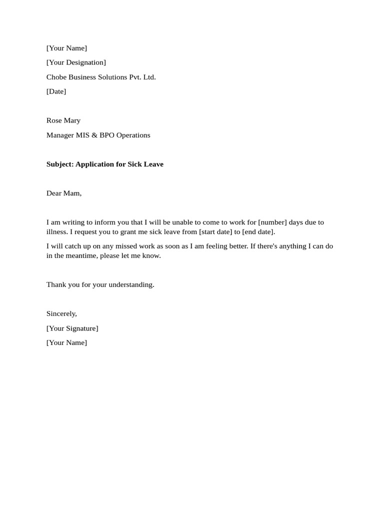 Sick Leave Format | PDF
