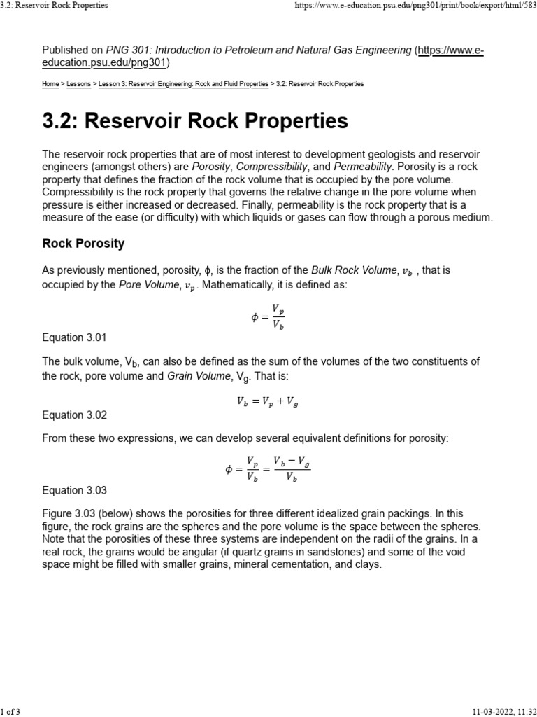 3.2 Reservoir Rock Properties | PDF | Porosity | Petroleum Reservoir