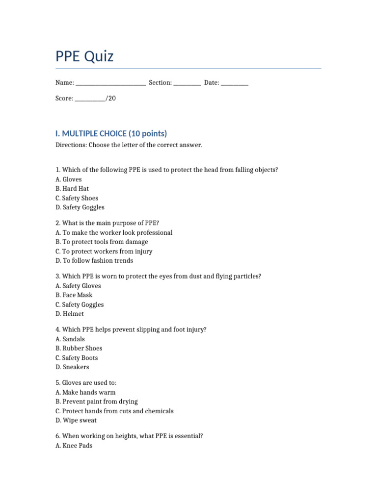 PPE_Quiz | PDF