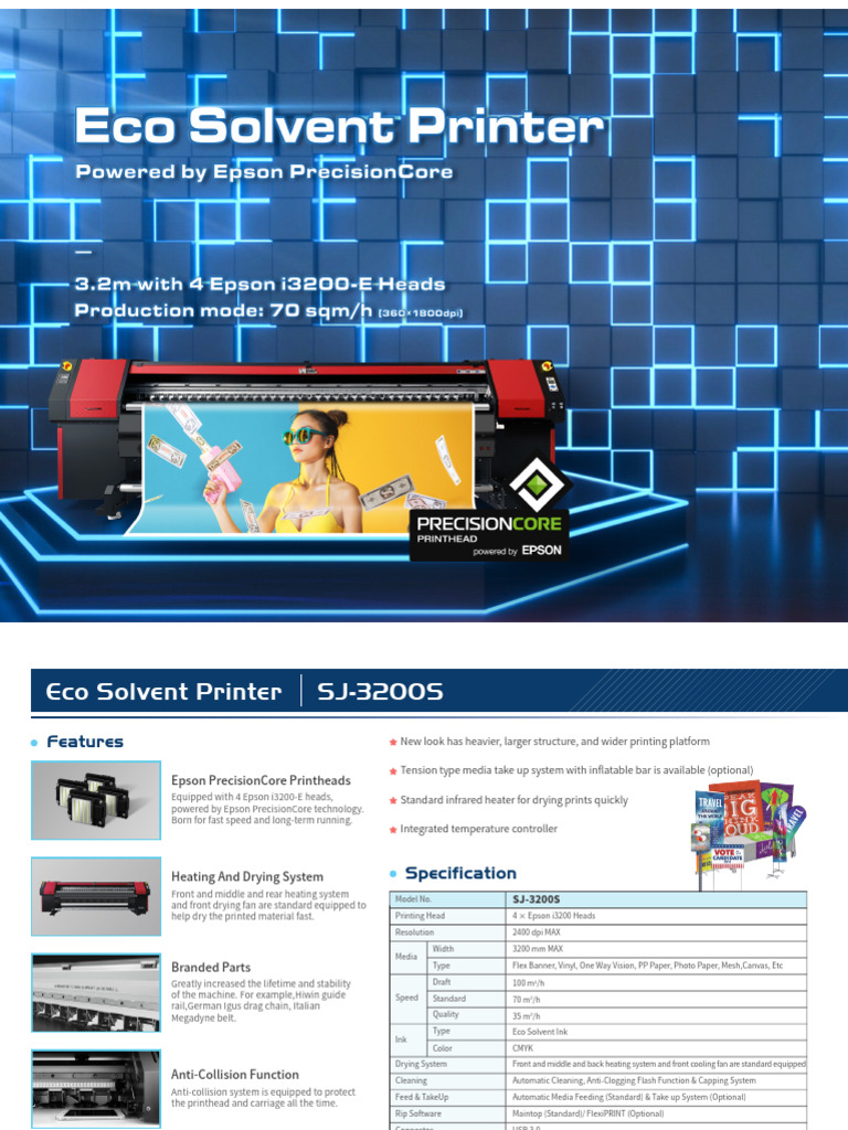 Eco Solvent Printer SJ-3200S PDF | PDF | Printer (Computing) | Printing